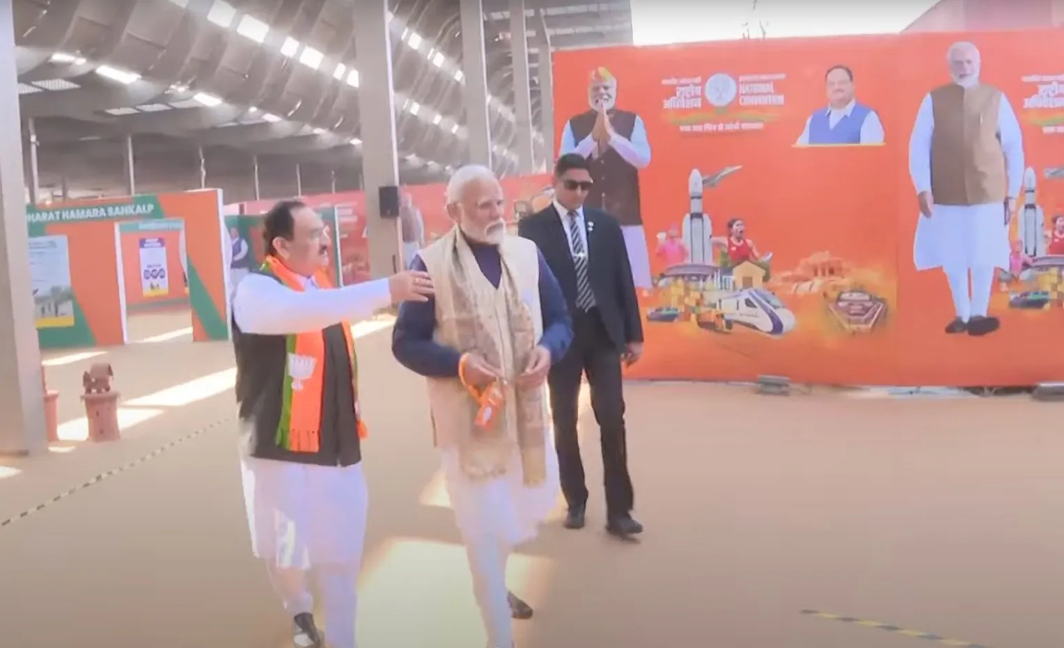 PM Modi arrives at Delhi's Bharat Mandapam ahead of BJP's national ...